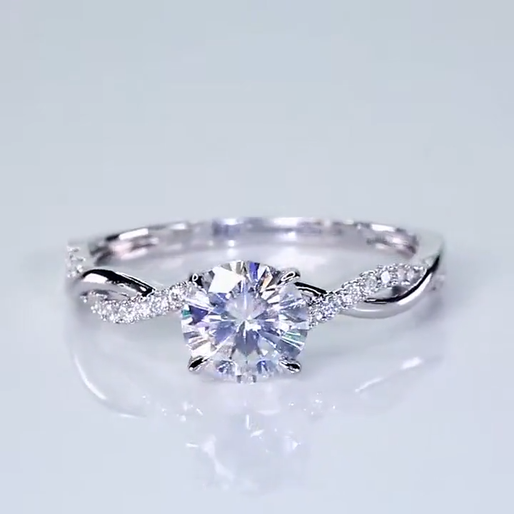 Twisted W/Accents In 14k White Gold 1.20Ct Round GH/SI Natural Diamond ...