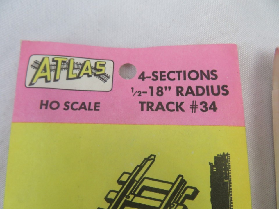 ATLAS MODEL RAILROAD HO SCALE 18" RADIUS TRACK 8 SECTIONS #34 Two Pack ...