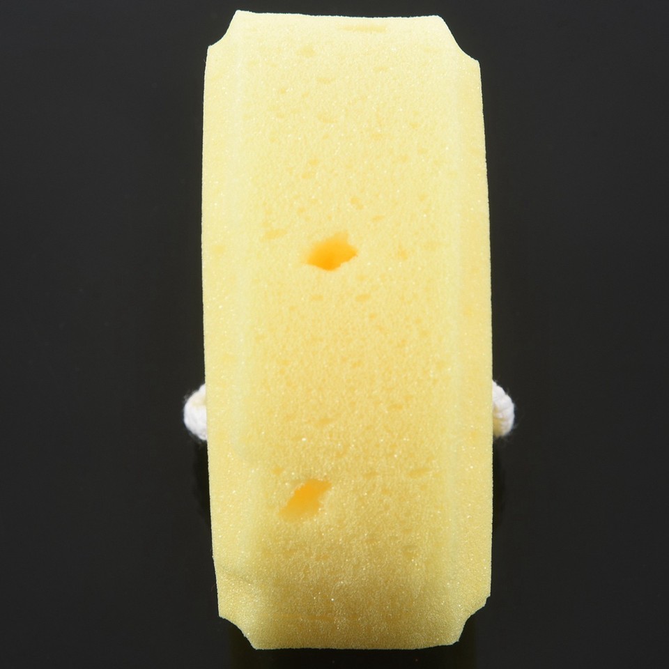 2X Yellow Round Bath Body Shower Soft Sponge W Hanging Loop M2R89111 ...