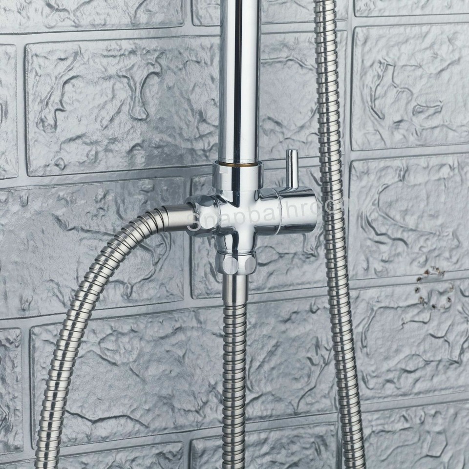 Thermostatic Bath Shower Mixer Tap Set With Square 3 Way Rigid Riser ...