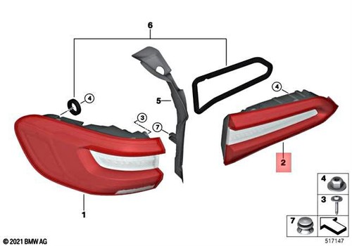 Genuine BMW X5 G05 X5 30dX 40iX 50iX Rear light tailgate LED Left ...