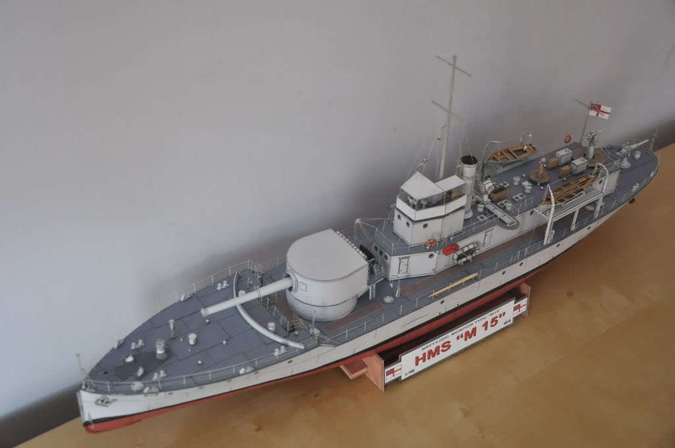 1:100 British Royal Navy HMS M15 M15-class monitor DIY Handcraft Paper ...