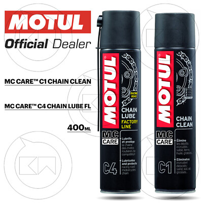 KIT PULIZIA MOTUL MC CARE C4 CHAIN LUBE FL + MC CARE C1 CHAIN CLEAN ...