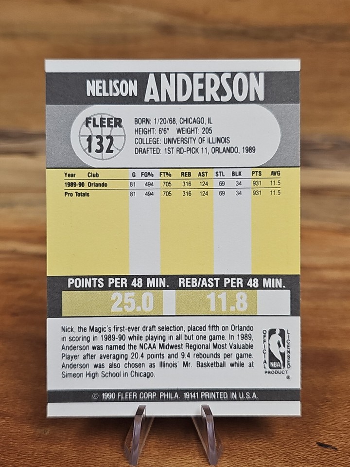 1990 Fleer Basketball #132 Nick Anderson Orlando Magic NBA Q738 | eBay