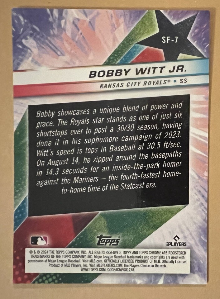 2024 Topps Cosmic Chrome Bobby Witt Jr SF-7 Starfractor Orange Galactic ...
