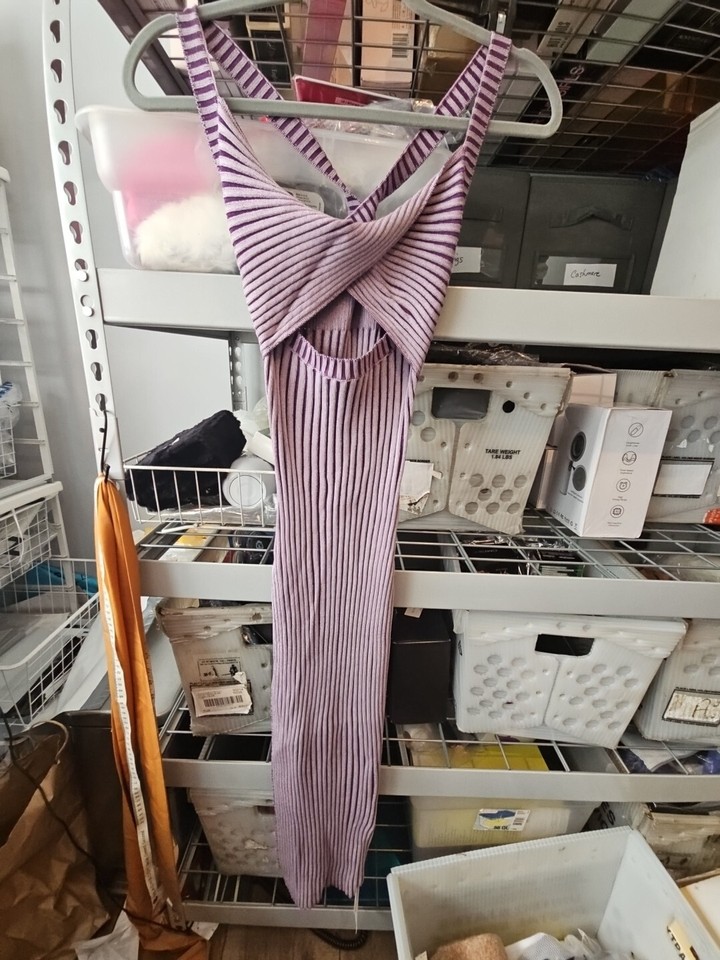 Womens Cidar House Knit Sweetheart Stripe Split Knotted Dress Size XS ...