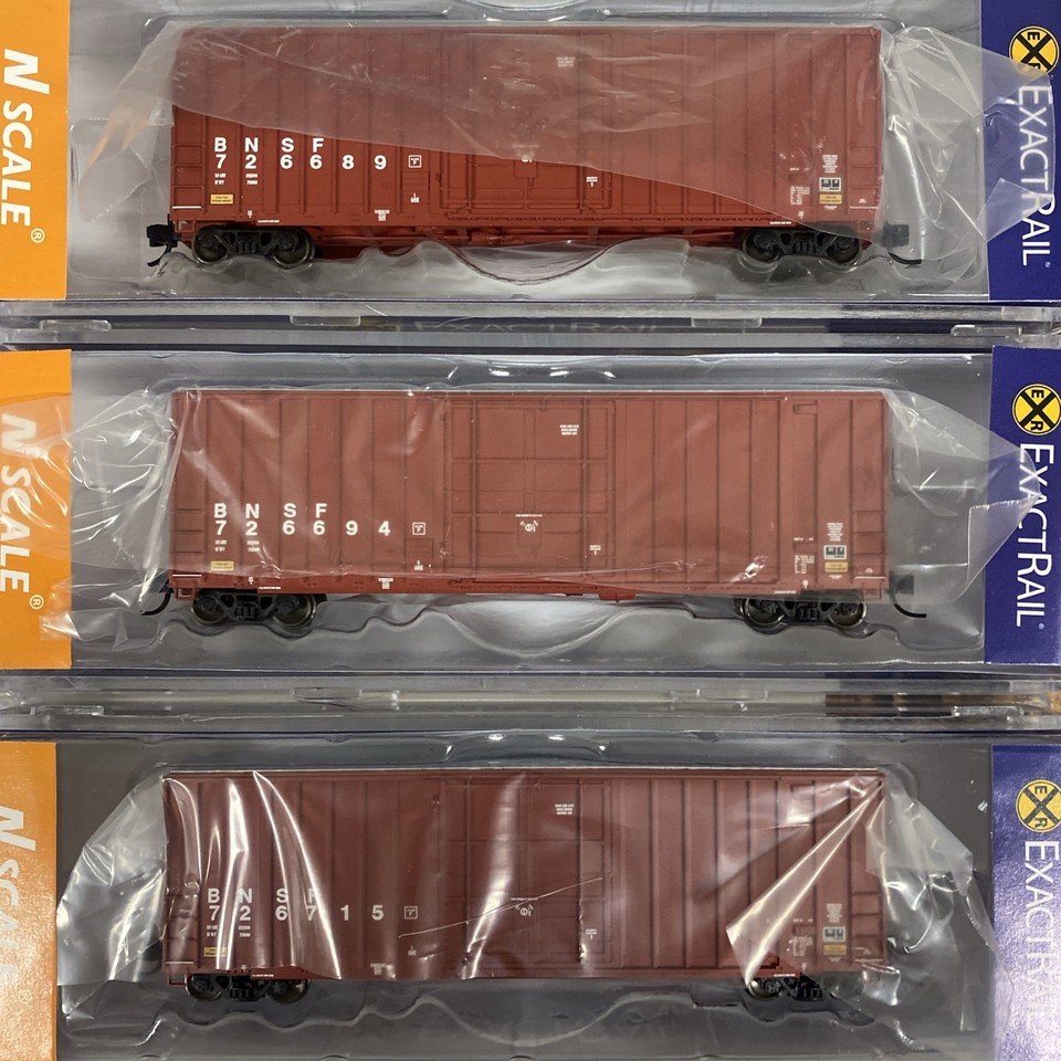 N Scale ExactRail 51002 BNSF Gunderson 6269 Hy-Cube Box Car Runner Pack ...