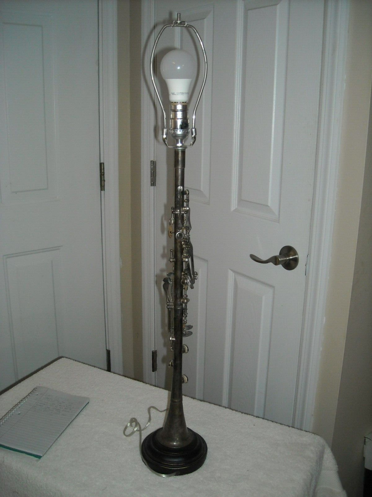 Metal Clarinet Table Lamp, Continental Colonial, New Cord, 3-Way Socket ...