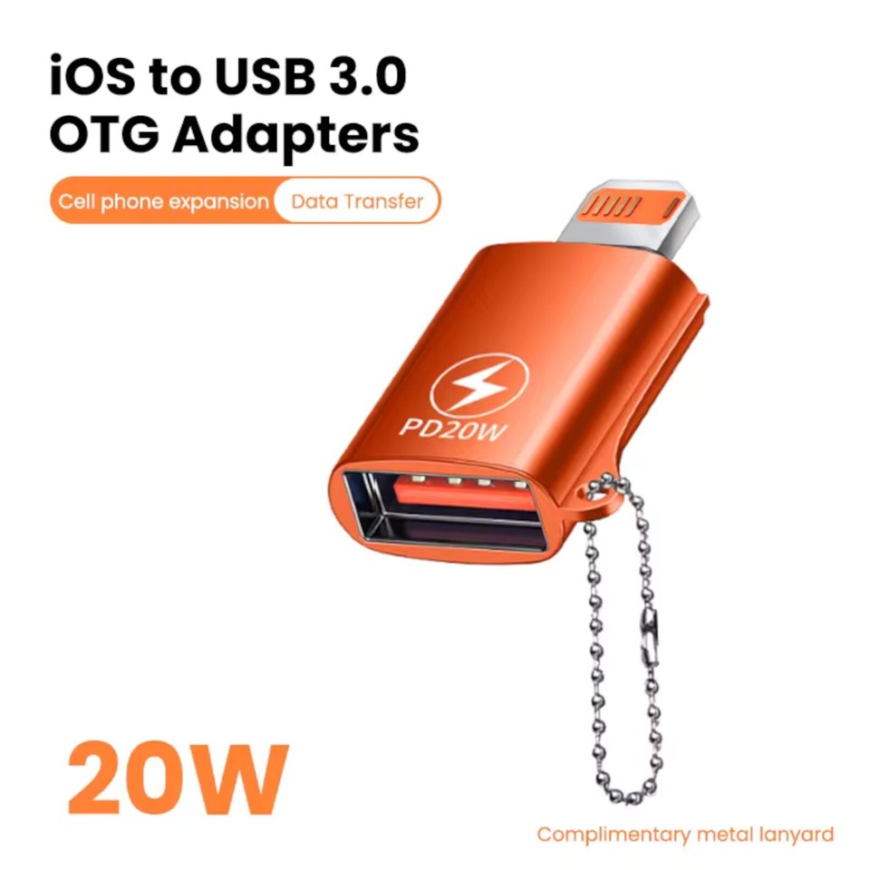 For iPhone OTG Adapter IOS 8 Pin to USB 3.0 Female Connector iPad Max ...