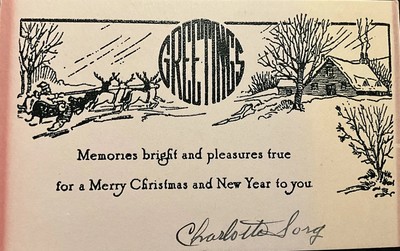 Vtg One Sided Christmas Card Artistic Greetings Santa Sleigh Reindeer ...