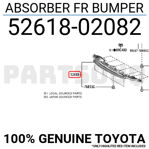 5261802082 Genuine Toyota ABSORBER FR BUMPER 52618-02082 | eBay