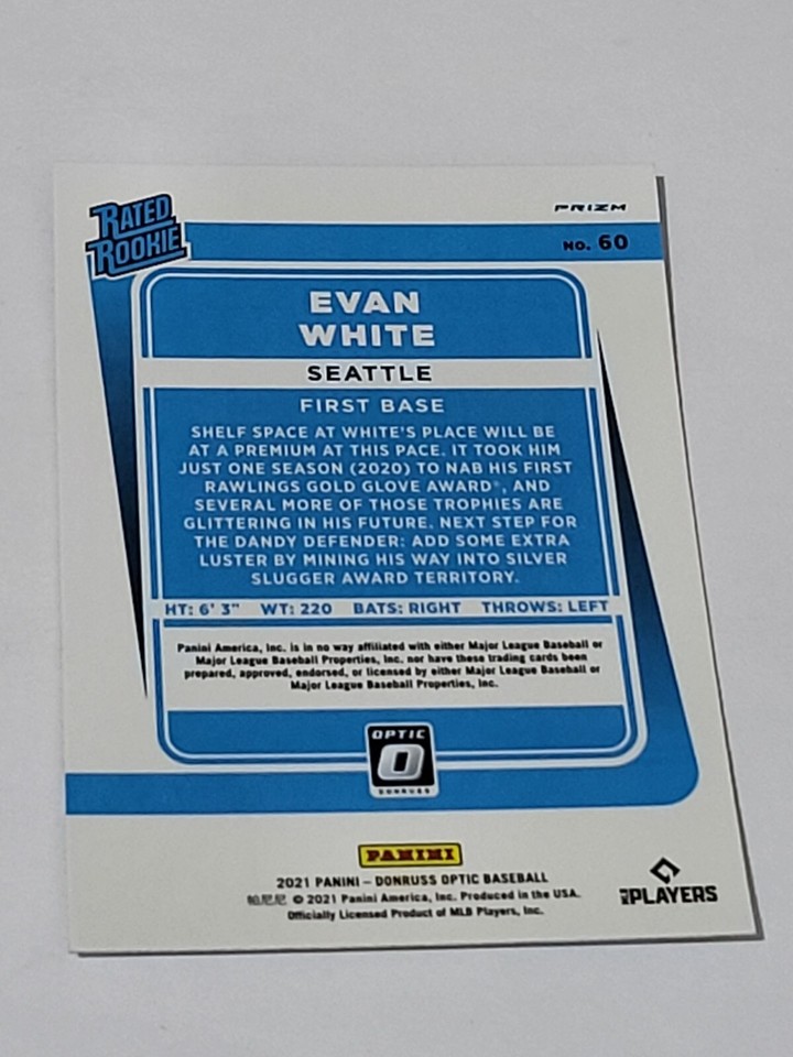 2021 PANINI OPTIC BASEBALL TOILET PAPER PRIZM RATED ROOKIE EVAN WHITE ...