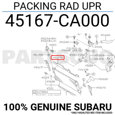 45167CA000 Genuine Subaru PACKING RAD UPR 45167-CA000 | eBay
