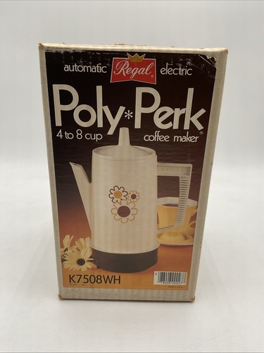 Vintage Regal Poly Perk Automatic Electric Coffee Pot 4-8 Cup White NIB ...