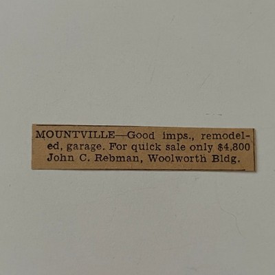 Mountville Remodeled Quick Sale John Rebman 1937 Lancaster Clipping ...