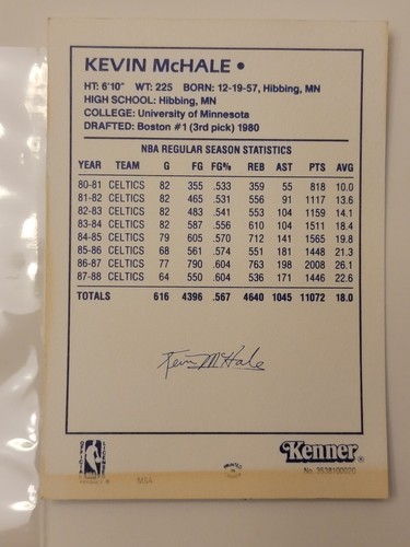 Starting Lineup Kevin McHale Boston Celtics NBA Kenner 1988 Toy with Card | eBay