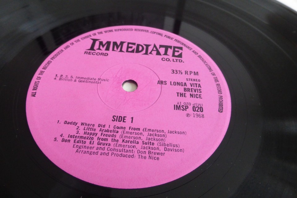 The Nice Ars Longa Vita Brevis UK 1968 1st Immediate IMSP 020 Psych ...