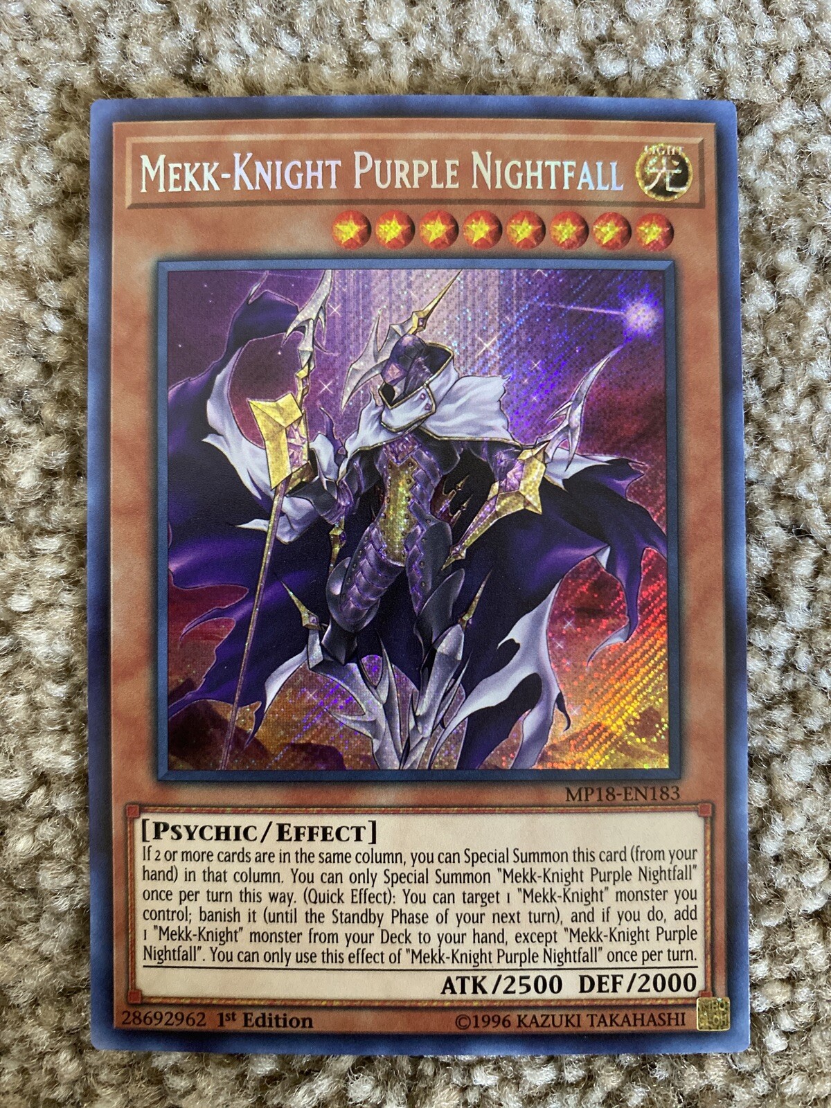 YuGiOh Mekk-Knight Purple Nightfall - MP18-EN183 - Secret Rare - 1st ...