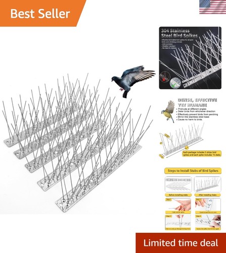 Premium Stainless Steel Bird Spikes Kit - 5 Strips, Easy Install, 4FT ...