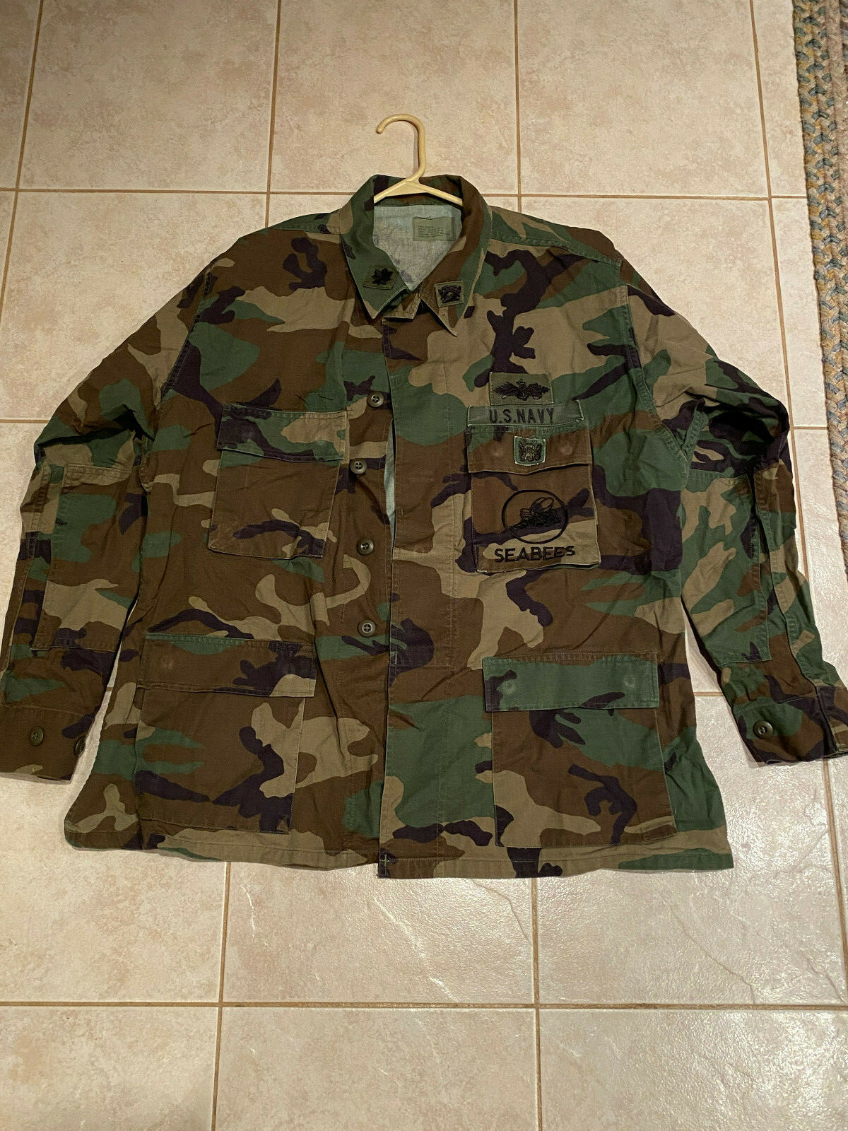 US NAVY COMMANDER SEEBEES Field Coat Woodland Camoufl… - Gem
