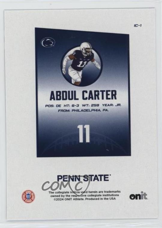 2024 Onit Athlete Penn State University Nittany Lions Icon Abdul Carter ...