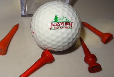 JACKSON HOLE GOLF CLUB VINTAGE LOGO GOLF BALL, 4 VINTAGE GOLF TEES IN ...