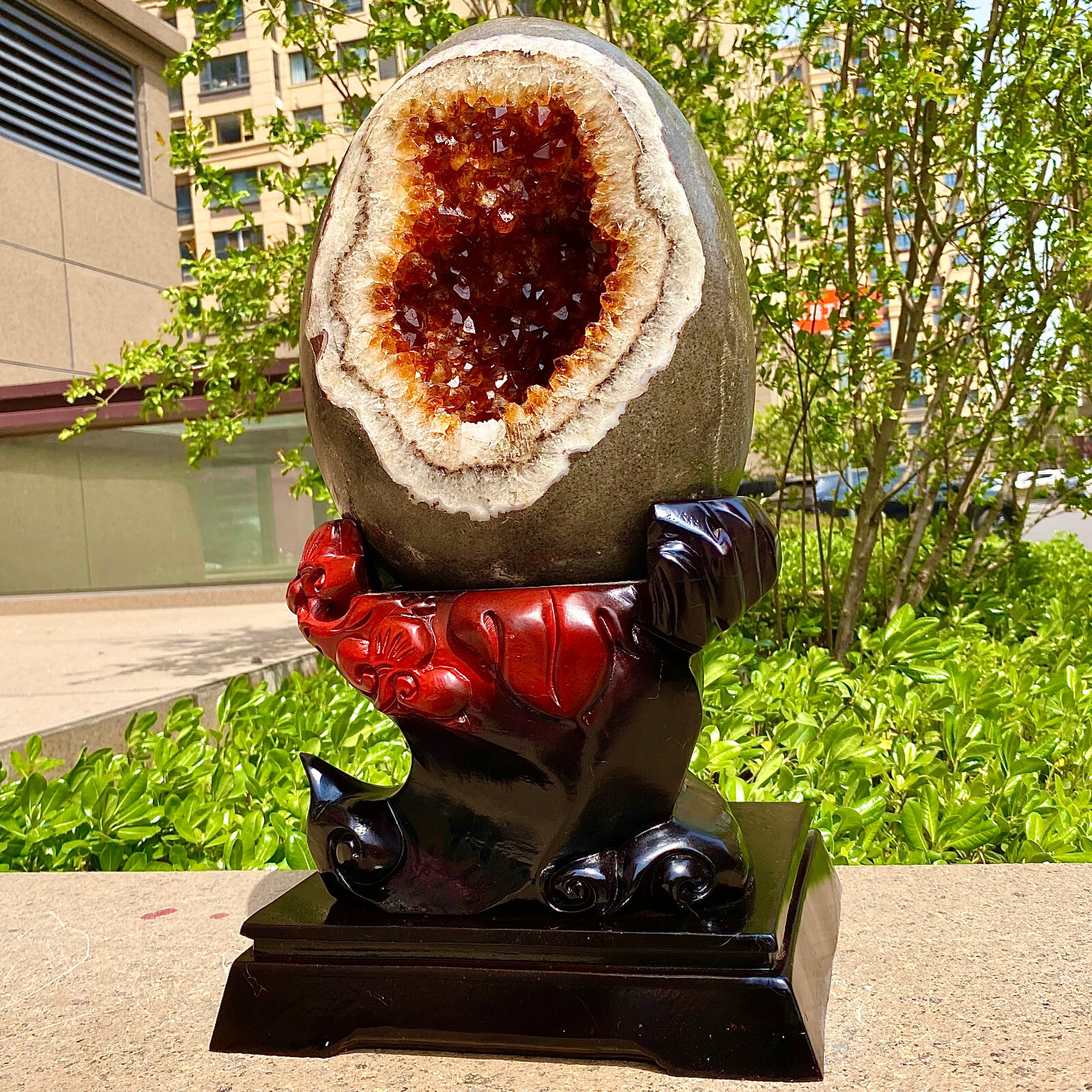 53.79LB High quality rare yellow crystal dragon egg cave crystal ...