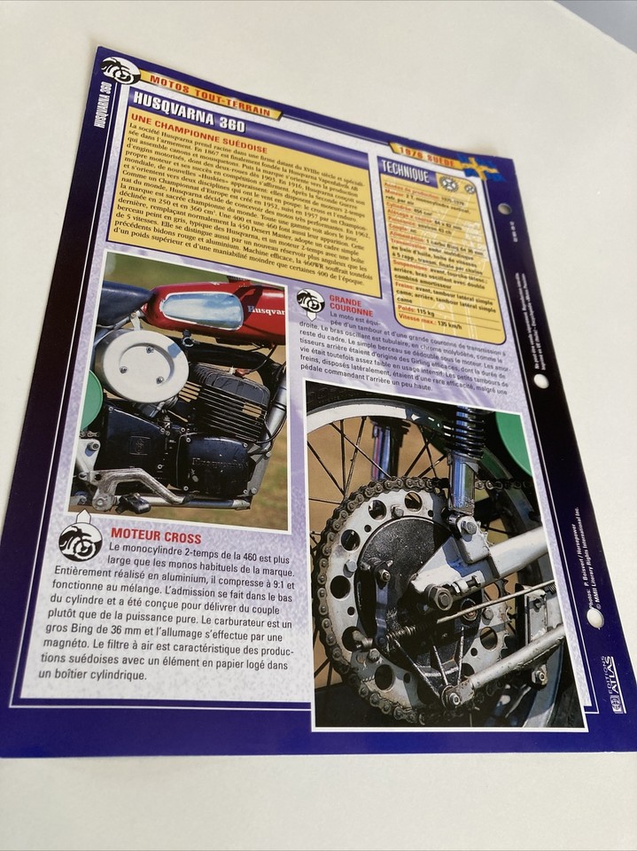 Husqvarna 360 Cross HVA 1976 Card Motorcycle Passion Collection Atlas ...