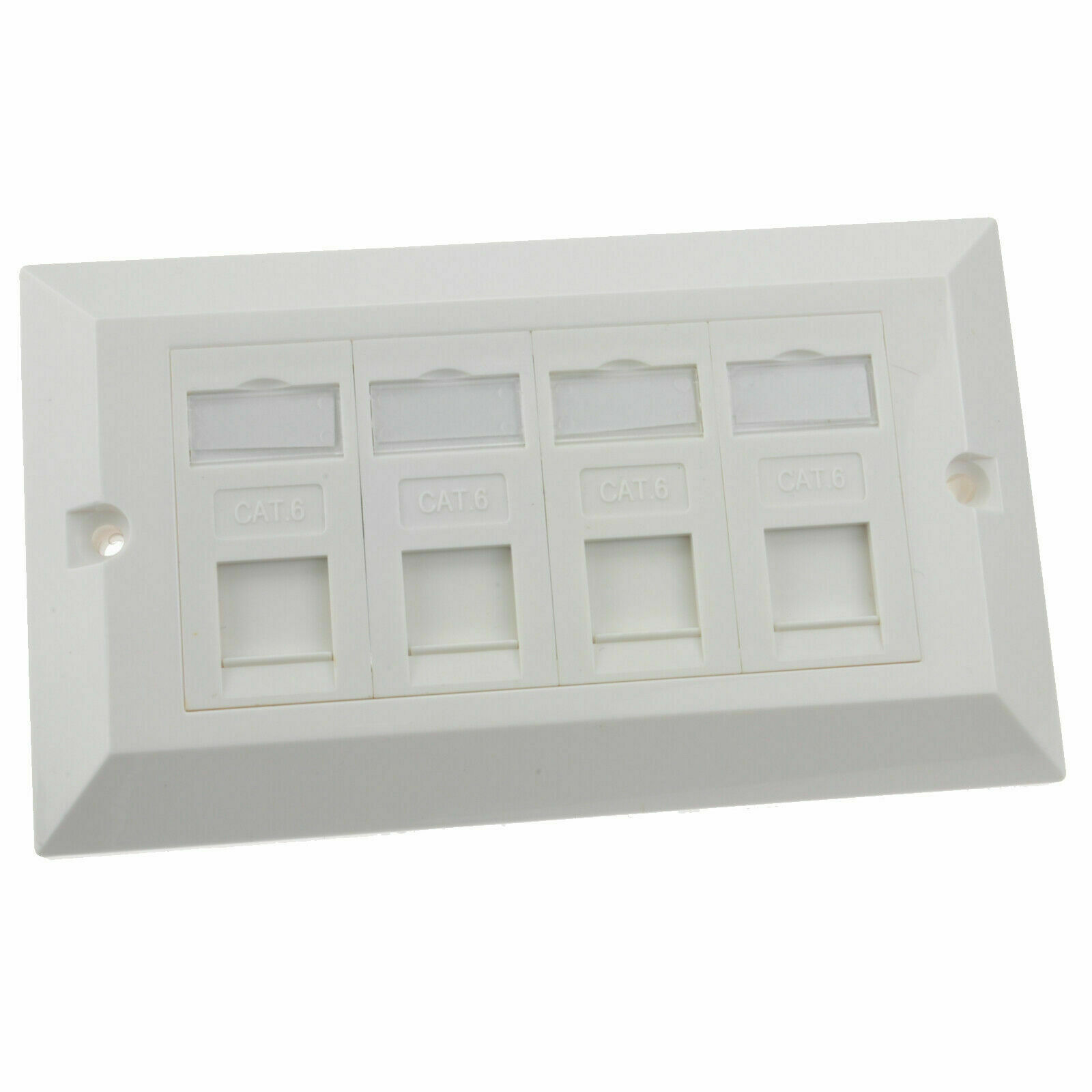RJ45 Face Plate Wall Sockets Cat6 QUAD 4 Port with Keystones Jacks Cat ...