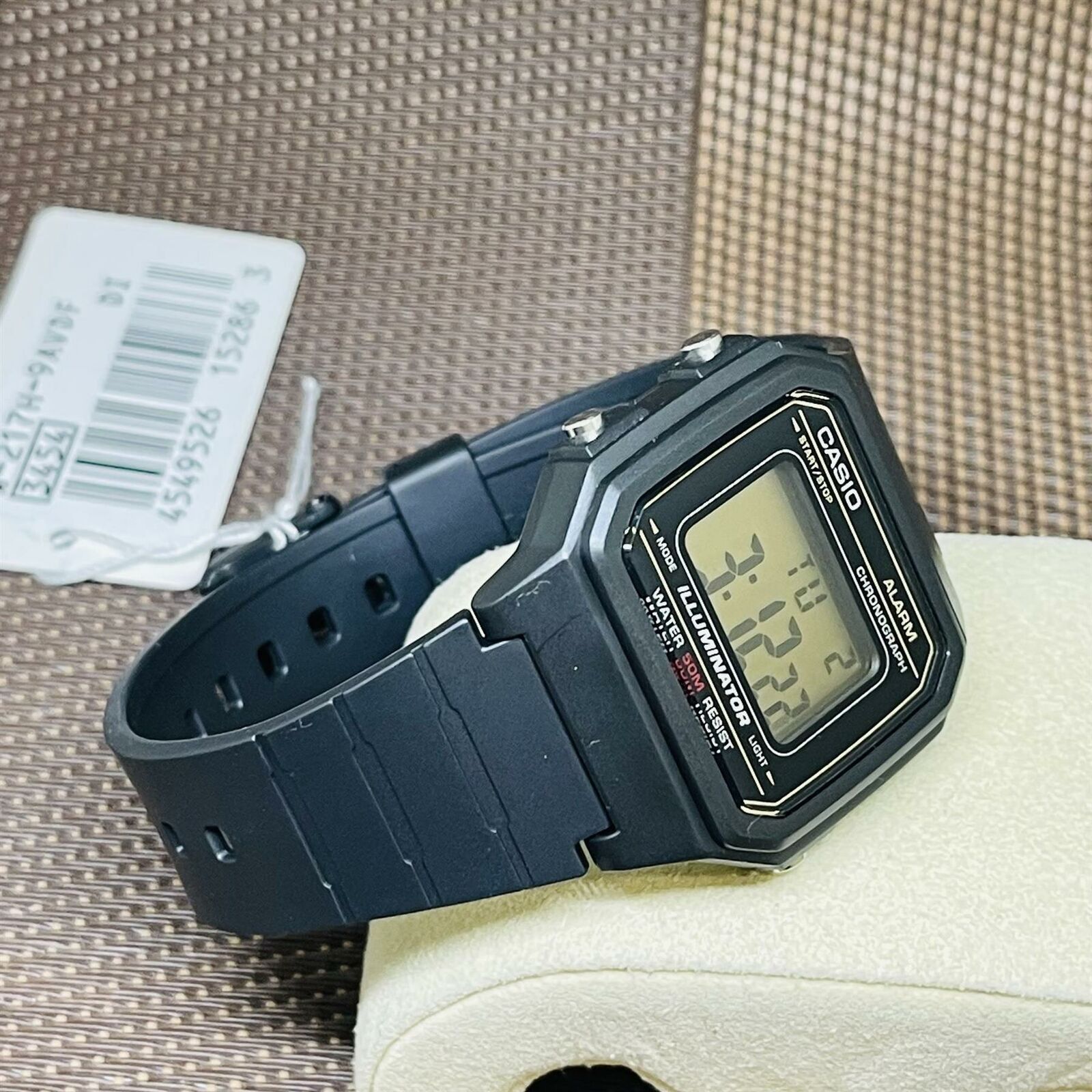 Casio W-217H-9A Illuminator Alarm Chronograph Black Resin Digital Watch ...