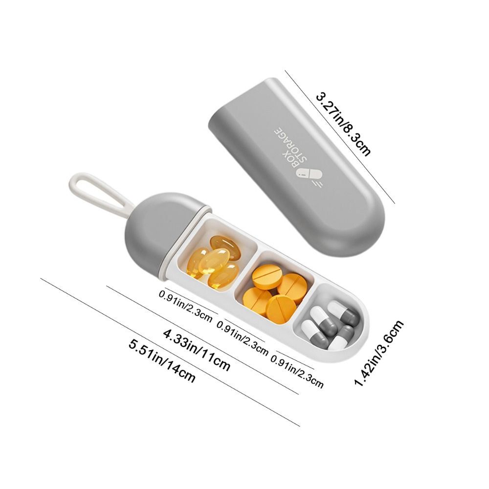 Gray Daily Drug Organizer White Pill Dispenser 3 Compartment Pill Box ...