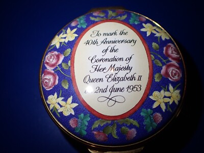 Halcyon Days Enamels Trinket Box 40th coronation anniversary Queen ...