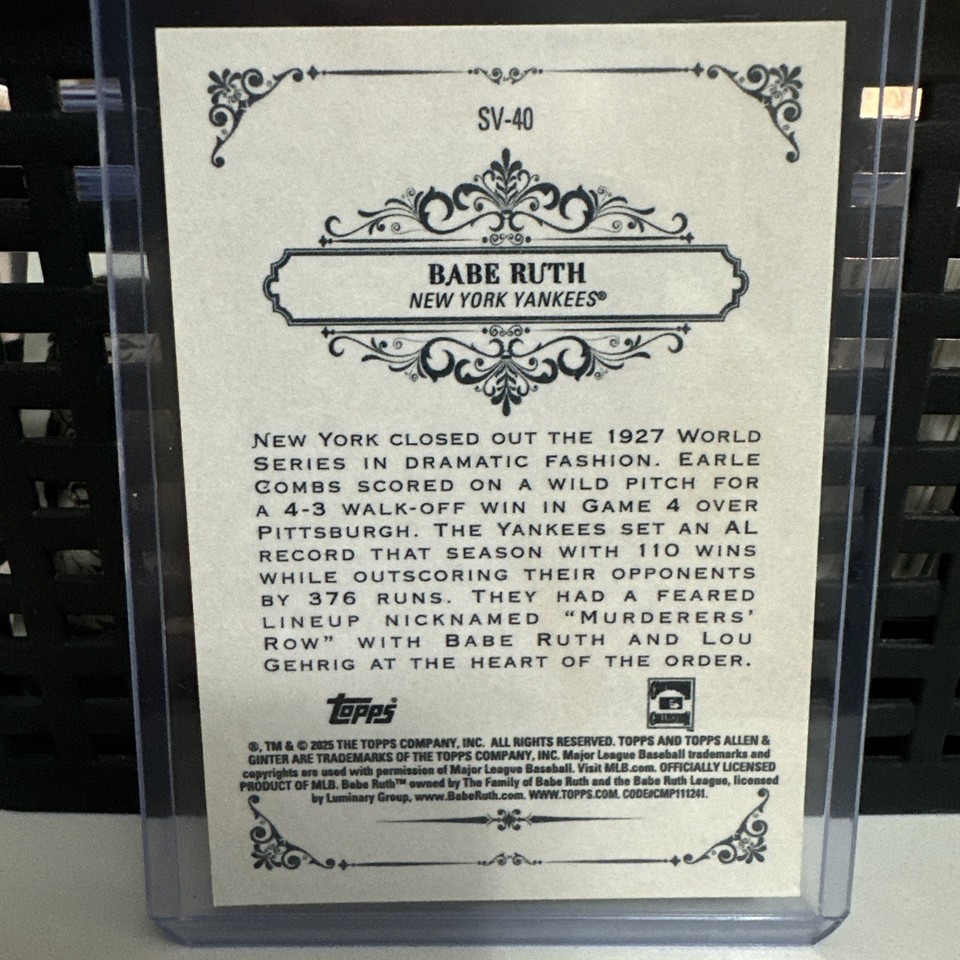 2025 Topps Allen & Ginter - Babe Ruth SV-40 - Sweet Victory - New York ...