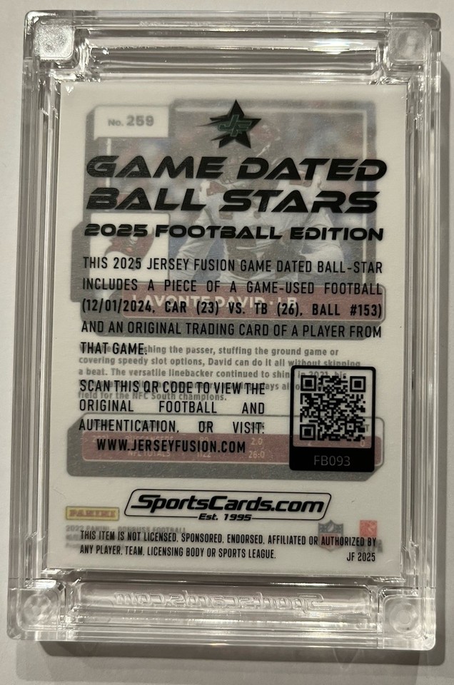 2025 Donruss Game Dated Ball Stars Lavonte David /36 Buccaneers | eBay