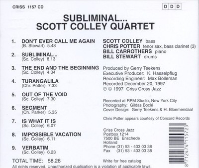 SCOTT COLLEY SUBLIMINAL NEW CD 8712474115723| eBay