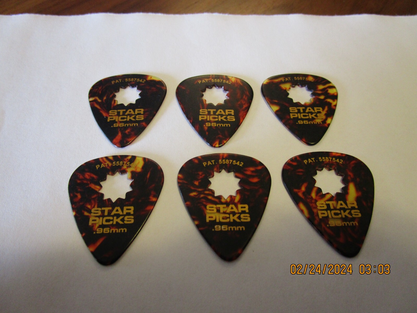 6 Pack Everly Star Guitar Picks .96mm Heavy Classic Celluloid Shell ...