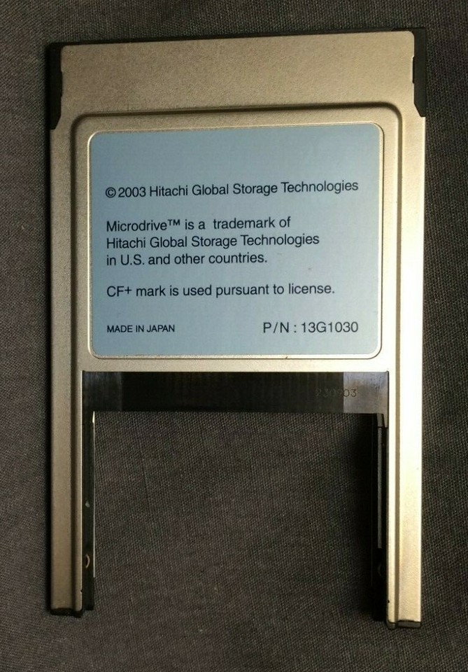 Hitachi 2GB CompactFlash+ Type II MicroDrive HMS360402D5CF with PC Card ...