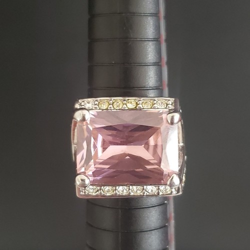 Nolan Miller Glamour Collection Pink Cubic Zirconia Ring Silver Plate ...