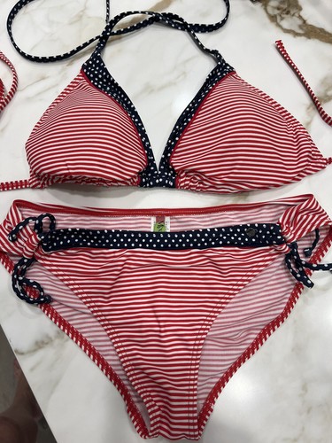 Mix-kini Patriotic Bikini Triangle Top & Bottoms USA Flag 4th July Sz 8 ...