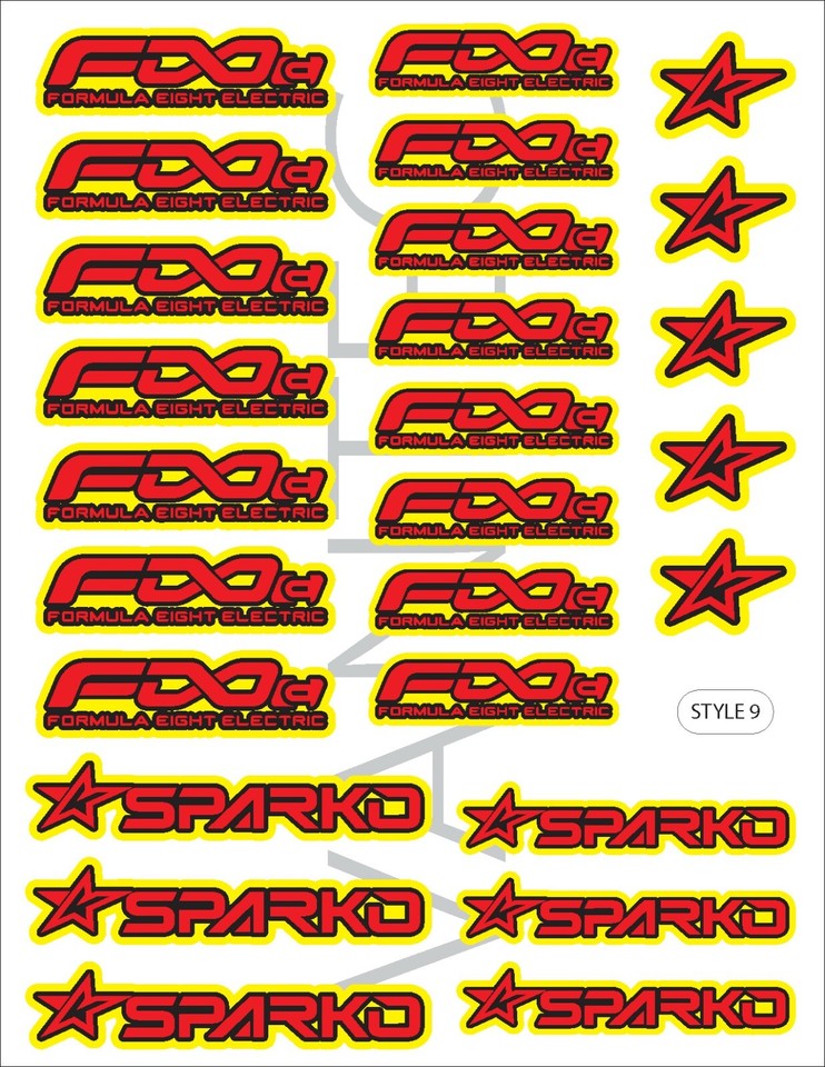 Sparko RC Racing F8e Sticker Decal Electric Buggy Nitro Cars truck F8e ...