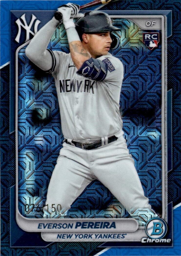 2024 Bowman - Everson Pereira #93 Chrome Blue Mojo Refractor /150 (RC ...