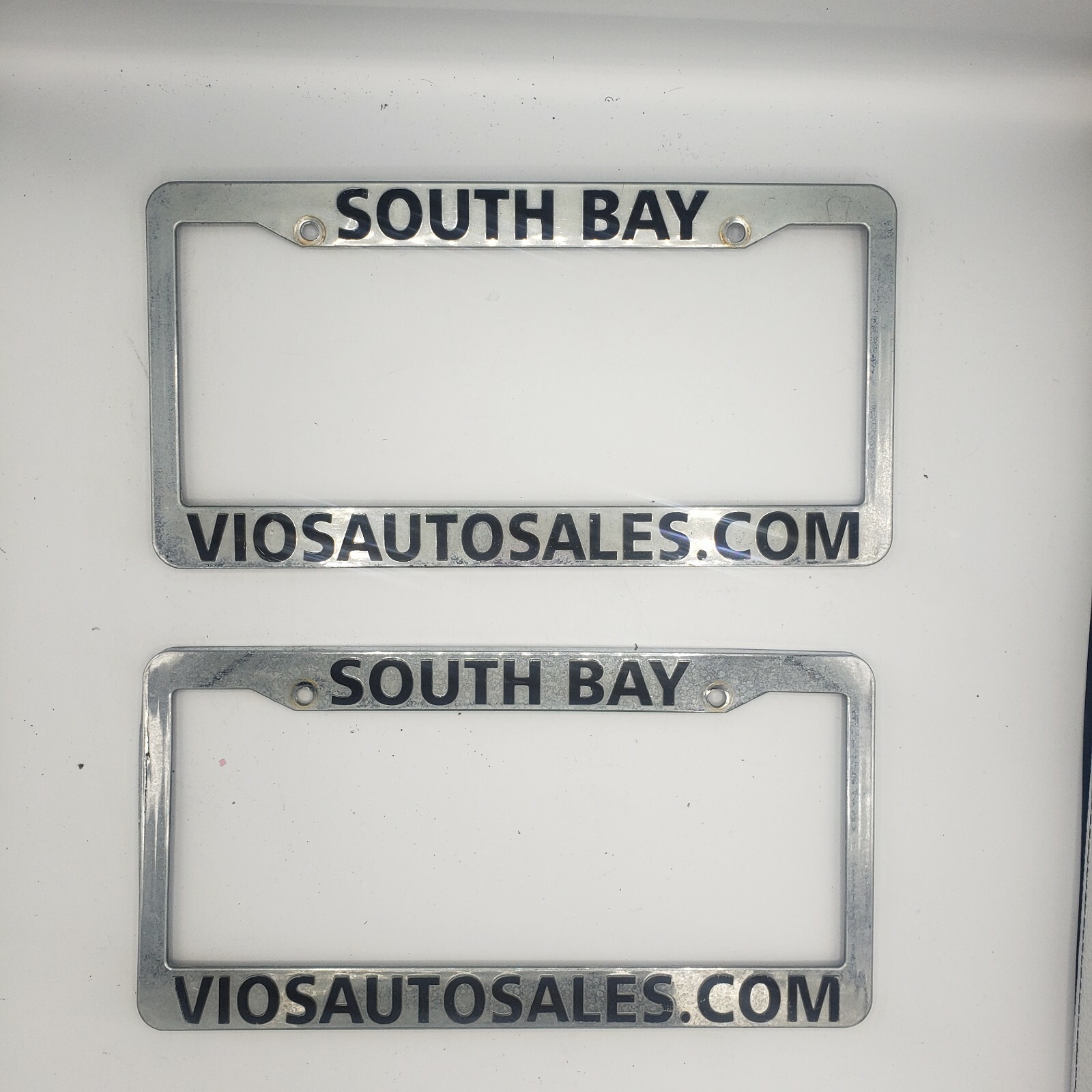 South Bay Vios Auto Sales Silver Plastic License Plate Frames | eBay