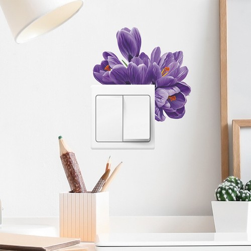 Purple Flowers Switch Decorative Sticker Room Switch Wall Socket Layout ...