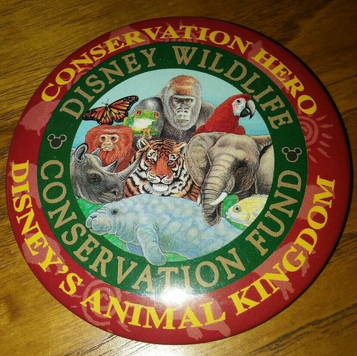 DISNEY WORLD ANIMAL KINGDOM CONSERVATION HERO PIN BACK BUTTON WILDLIFE ...