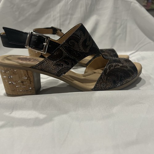Spring Step 6.5 Sandals Womens 37 Brown Leather Buckle Heels Buckle ...