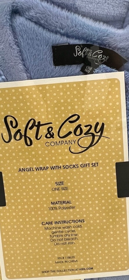 Soft & Cozy Plush Angel Wrap with Socks -Blue | eBay