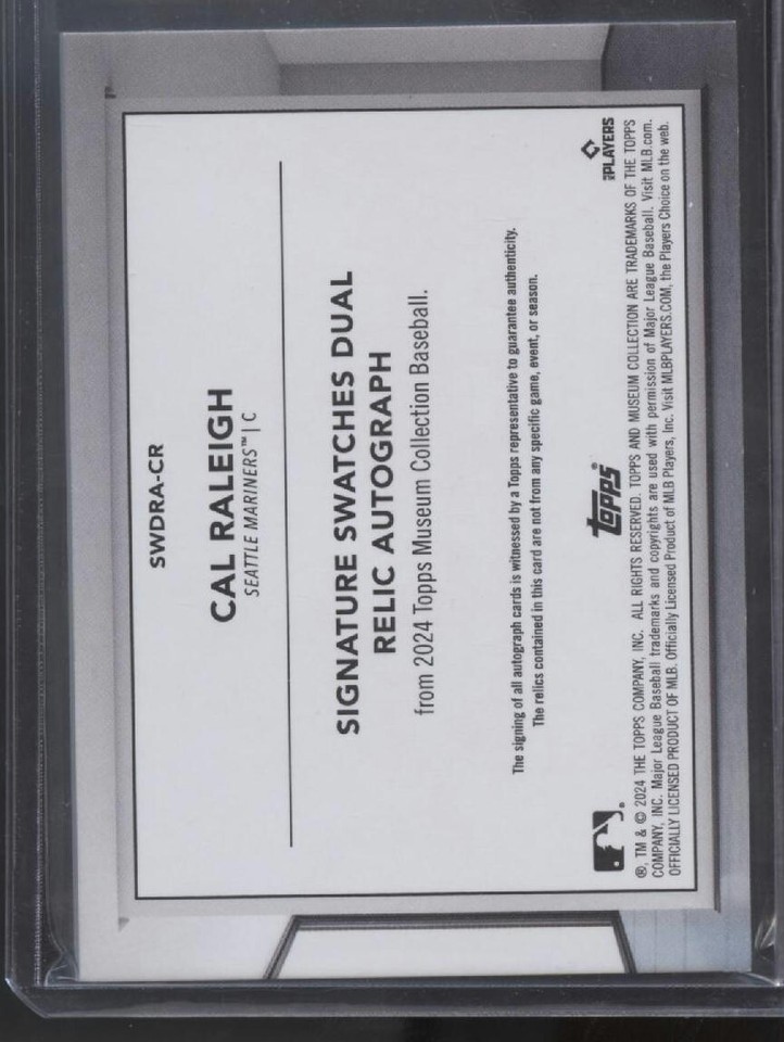 2024 Topps Museum Collection Cal Raleigh Signature Swatches Dual Relic ...