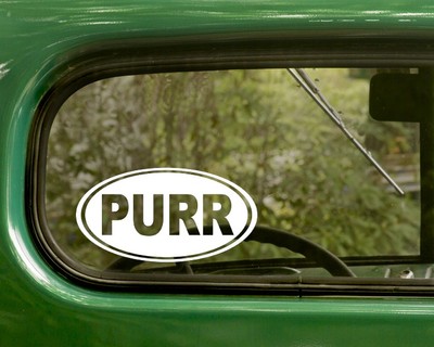 2 PURR DECAL Cat Kitty Sticker Ovals Vinyl Truck Bumper Car Laptop ...
