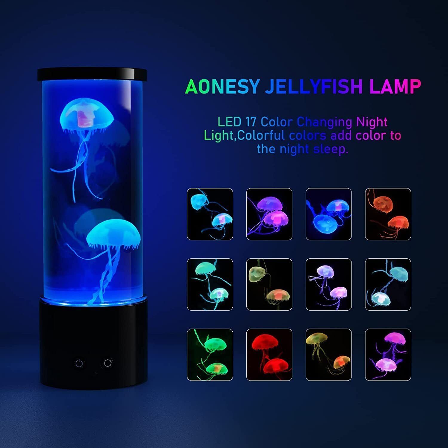 17 Color Changing+Remote Aquarium Tank Night Light Jellyfish Lava Lamp ...