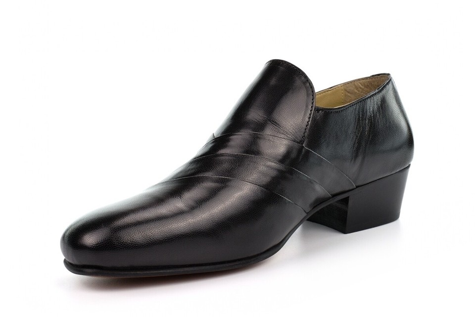 Mens Cuban Heel Shoes Leather Shoes Slip On Heel Shoes (Small Fit Buy 1 ...